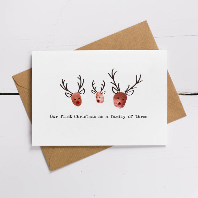 Reindeer Personalised Christmas Card Kit (18 Pack) – Festive Fingerprints